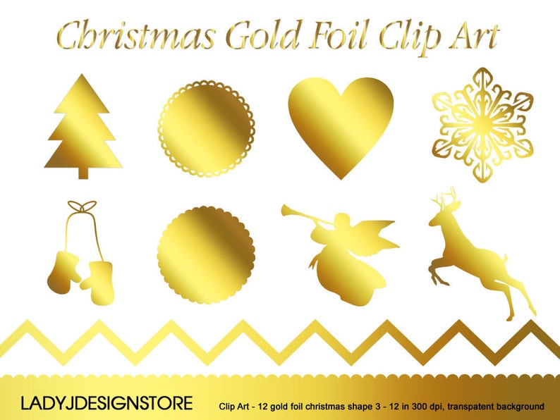 GOLD FOIL Clipart Digital Frames Clipart Christmas Labels - Etsy