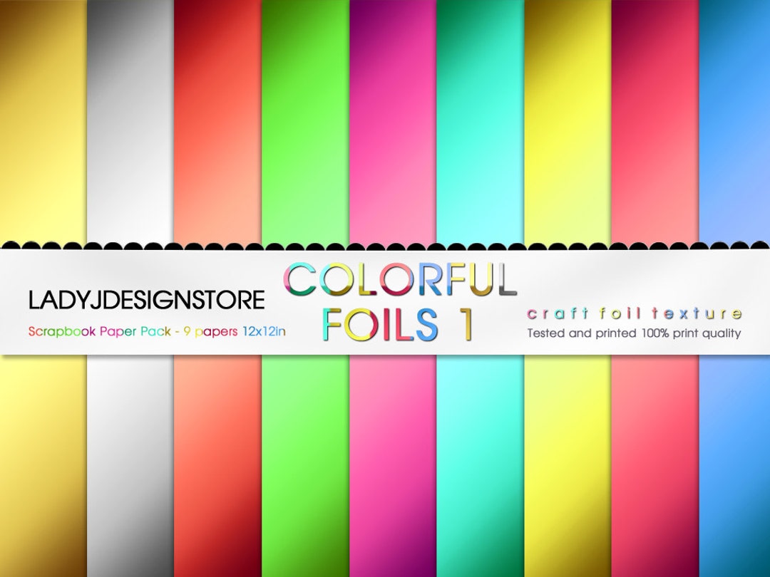 Foil Digital Paper Metallic Gold Foil Colorful Holiday 9 Digital ...