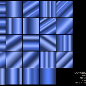 Blue Gradient, Blue Digital Paper, Blue Digital Foil, Metallic ...