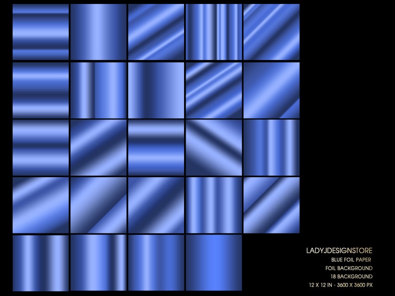Blue Gradient Blue Digital Paper Blue Digital Foil Metallic - Etsy