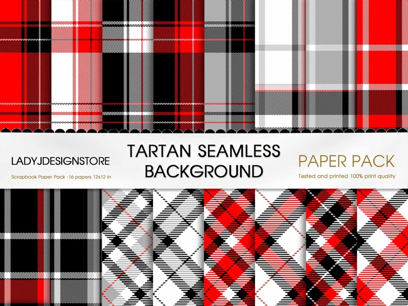 Plaid Digital Paper Lumberjack Tartan Checkers Log Cabin Red - Etsy