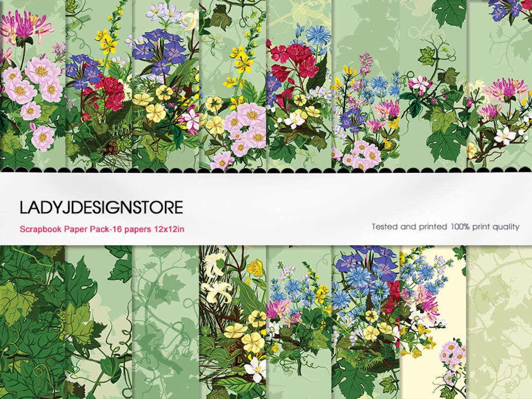 Wild Flowers 16 Designed Printable Digital Scrapbooking Papers - Etsy