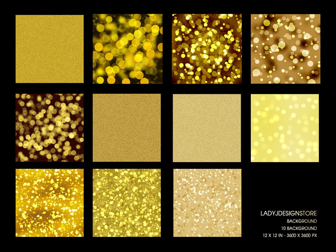 Gold Digital Bokeh Paper Gold Bokeh and Glitter Shiny - Etsy