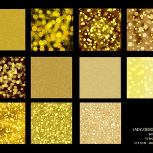 Gold Digital Bokeh Paper Gold Bokeh and Glitter Shiny Paper Pack With ...