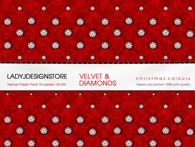 Velvet Christmas Texture Digital Papers Width Diamonds - Etsy