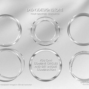 Digital Silver Frame Clipart, Metalic Silver Circle Golden Frames ...