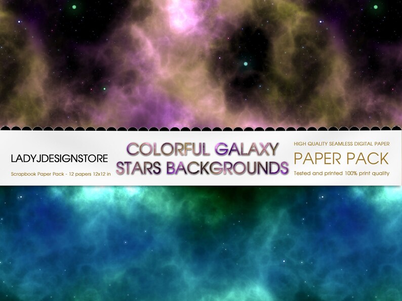Colorful Galaxy Stars Backgrounds Digital Paper 12 Galaxy | Etsy
