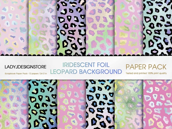 Iridescent Leopard Print Digital Paper seamless leopard skin pattern ...