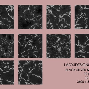 Glam Silver Black Marble Digital Seamless Paper, Digital Marble, Silver ...