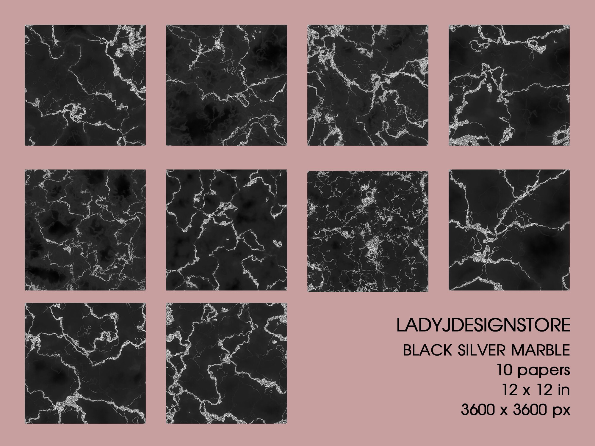 Glam Silver Black Marble Digital Seamless Paper Digital - Etsy UK