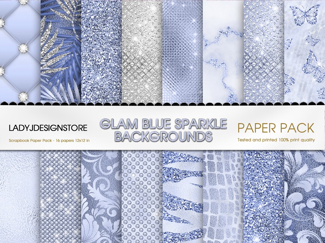 Silver and Blue Glam Digital Paper, Seamless Tiger Cheetah Zebra ...