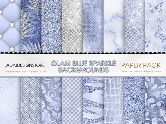 Silver and Blue Glam Digital Paper, seamless tiger cheetah zebra ...
