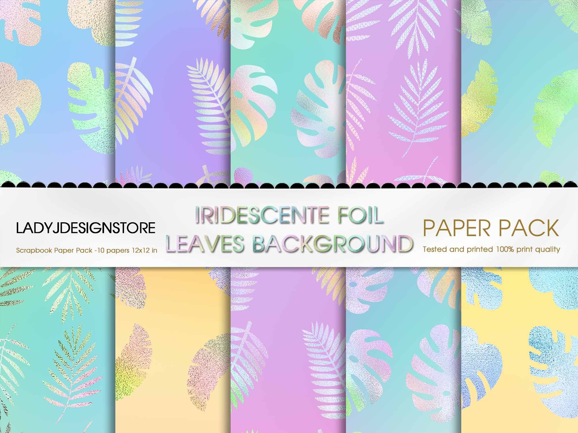 Iridescent Foil Leaves Print Digital Paper Seamless Tropical - Etsy