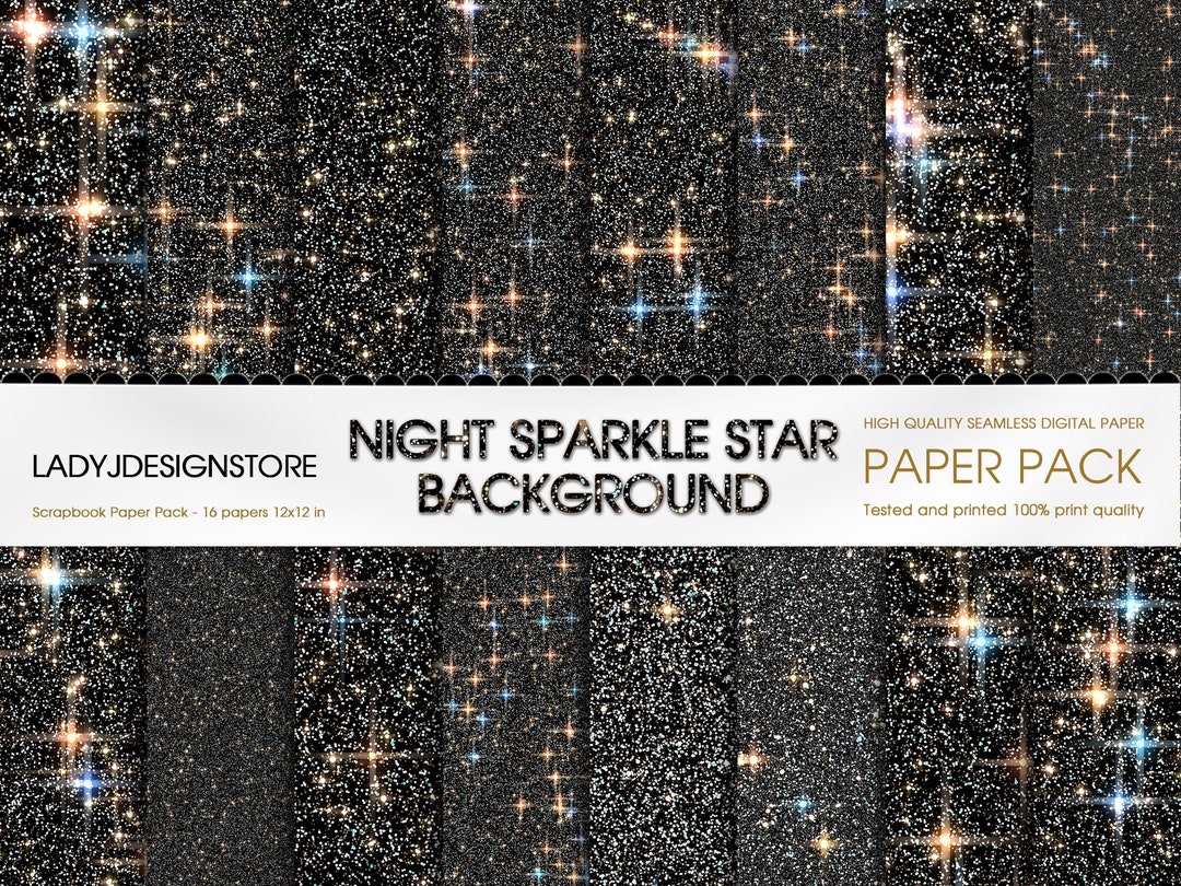 Night Sparkly Sky, Stars Background, Sky Digital Paper, Celestial ...