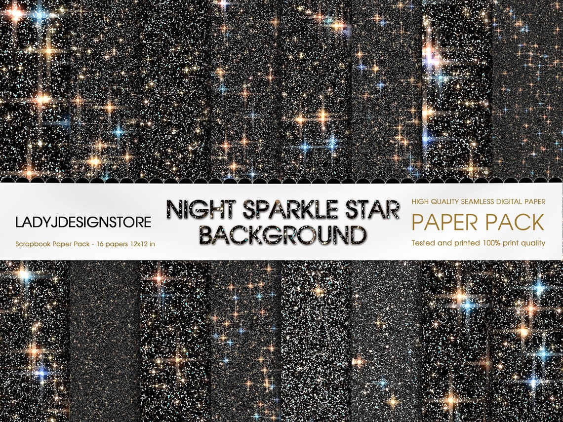Night Sparkly Sky Stars Background Sky Digital Paper - Etsy