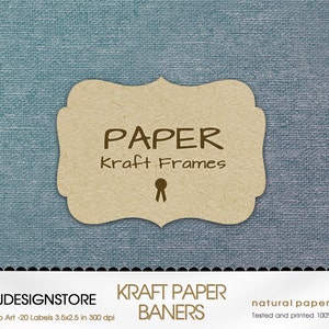 KRAFT PAPER FRAMES Clipart Pack 20 Labels / Paper Labels / Natural ...
