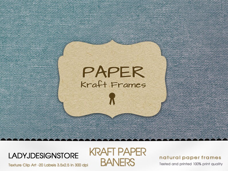KRAFT PAPER FRAMES Clipart Pack 20 Labels / Paper Labels / - Etsy UK
