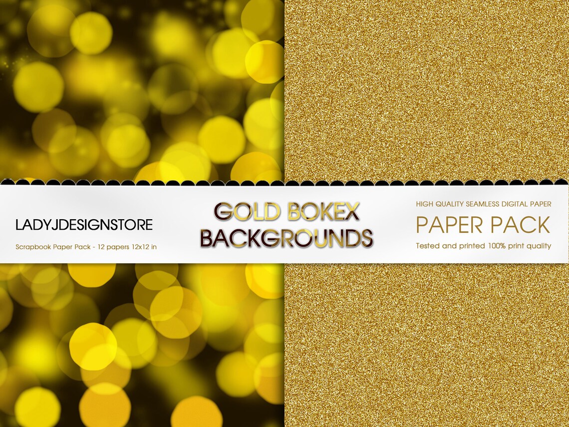 Gold Digital Bokeh Paper Gold Bokeh and Glitter Shiny - Etsy