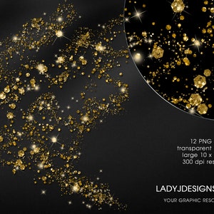 Gold Pixie Dust Overlays Clipart, Gold Glitter Dust Overlay, Stardust ...