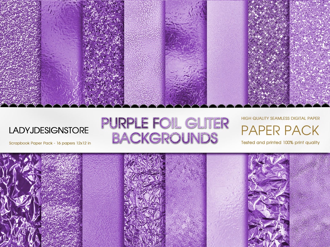 Purple Foil Glitter Digital Paper, Purple Digital Texture Paper Purple ...