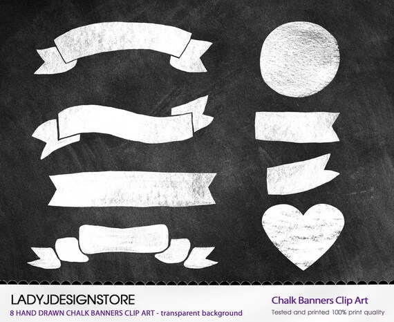 Chalkboard clipart - Hand drawn chalk banners clipart, logo design ...
