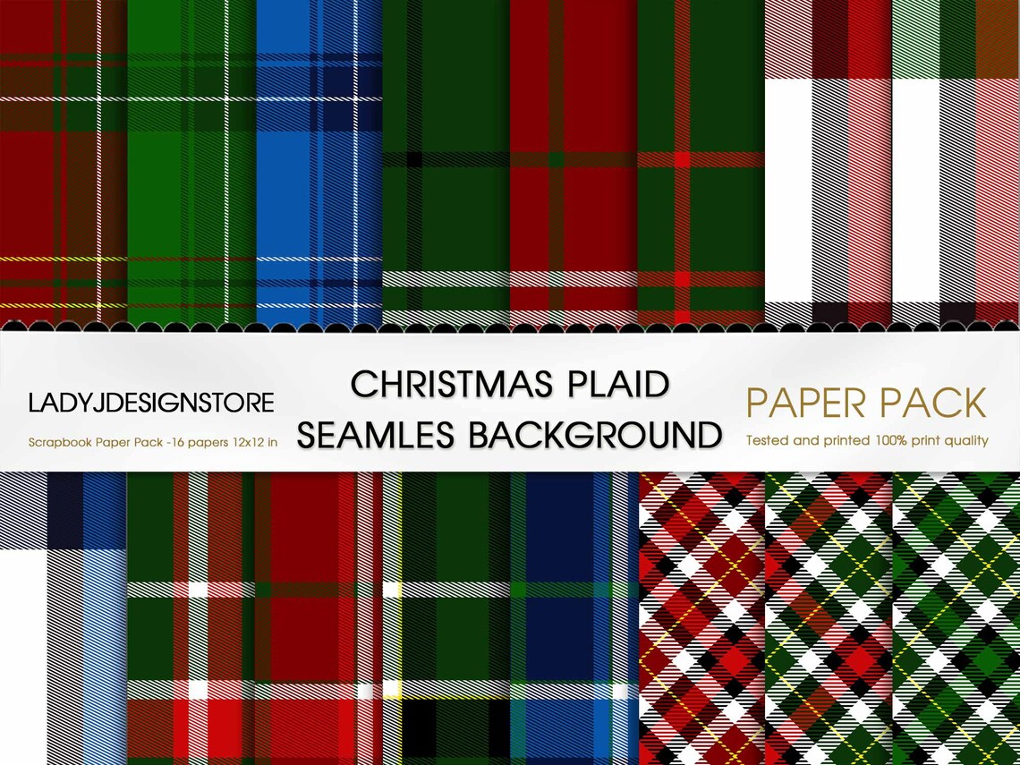 Christmas Plaid Digital Paper Texture Lumberjack Tartan - Etsy