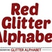 RED GLITTER CHRISTMAS Alphabet 26 Upper Case, Lower Case Letters ...