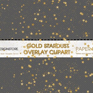 Seamless Gold Stardust Overlays, Starry Night Gold Star Patterns in PNG ...