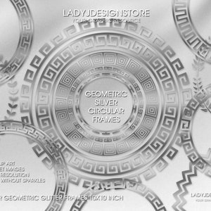 Silver Geometric Sparkle Circular Frames Clip Art, Metalic Silver ...