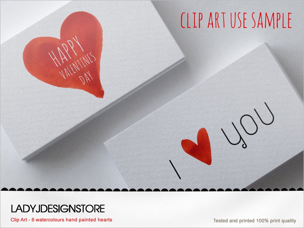 Watercolor Hand Painted Hearts Clipart Watercolor Red Pink | Etsy