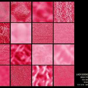 Bright Pink Foil Glitter Seamless Digital Paper, Neon Pink Digital ...