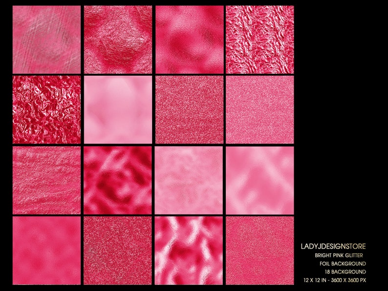 Bright Pink Foil Glitter Seamless Digital Paper Neon Pink - Etsy