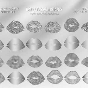 Silver Glitter Sparkle Lips Clip Art, Metalic Silver Lips, Gold Glitter ...