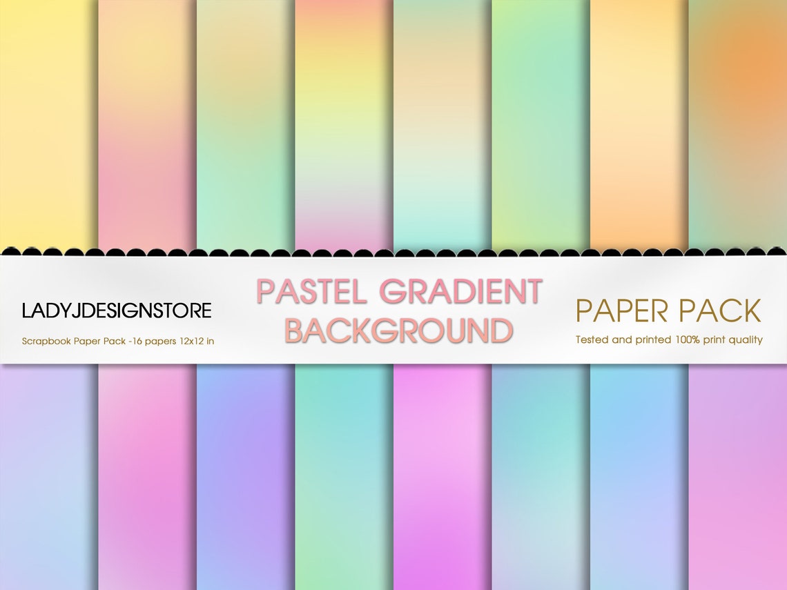 Pastel Gradient Pastel Digital Paper Gold Digital Foil - Etsy