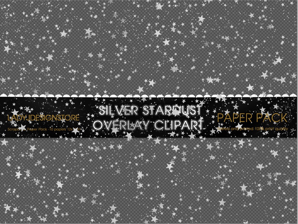 Seamless Silver Stardust Overlays Starry Night Gold Star - Etsy