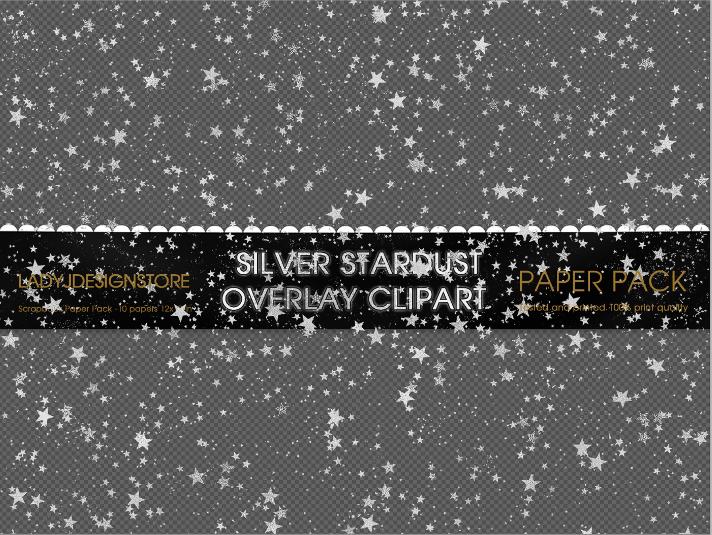 Seamless Silver Stardust Overlays Starry Night Gold Star | Etsy UK