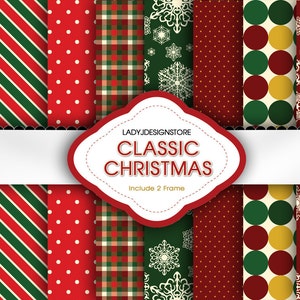 VINTAGE CHRISTMAS 8 Designed Printable Digital Papers, Instant Download ...