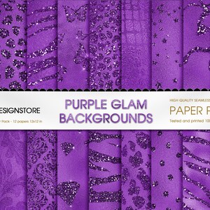 Purple Glam Digital Paper Seamless Tiger Cheetah Zebra - Etsy