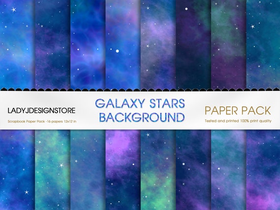 Galaxy Stars Space Backgrounds Digital Paper - galaxy seamless textures ...