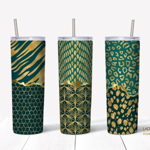 Teal and Gold Animal Digital Paper, Seamless Animal Print, Safari ...