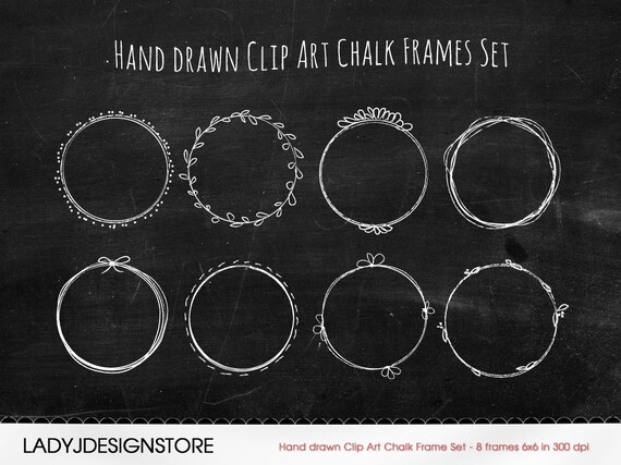 Hand drawn ClipArt Chalk Frames Set - 8 ClipArt Chalk Photo Frames easy ...