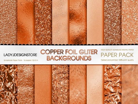Copper Foil Glitter Digital Paper, Copper Digital texture Paper Copper ...