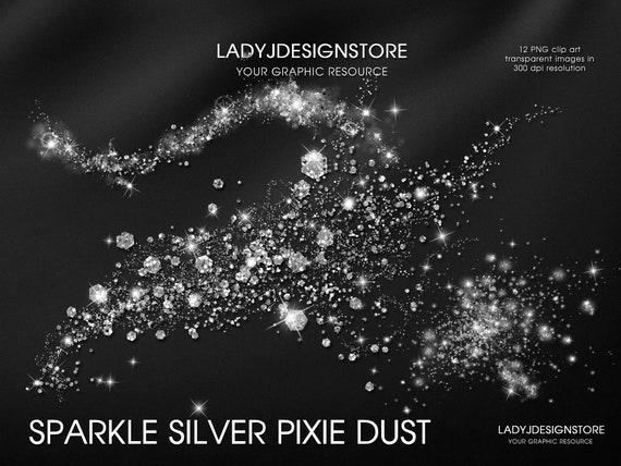 Silver pixie dust Overlays clipart, Silver glitter dust overlay, Stardust, Fairy dust, Magic ...