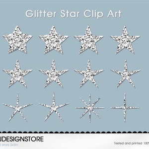 GOLD GLITTER Digital STARS 12 Glitter Stars, Instant Download ...