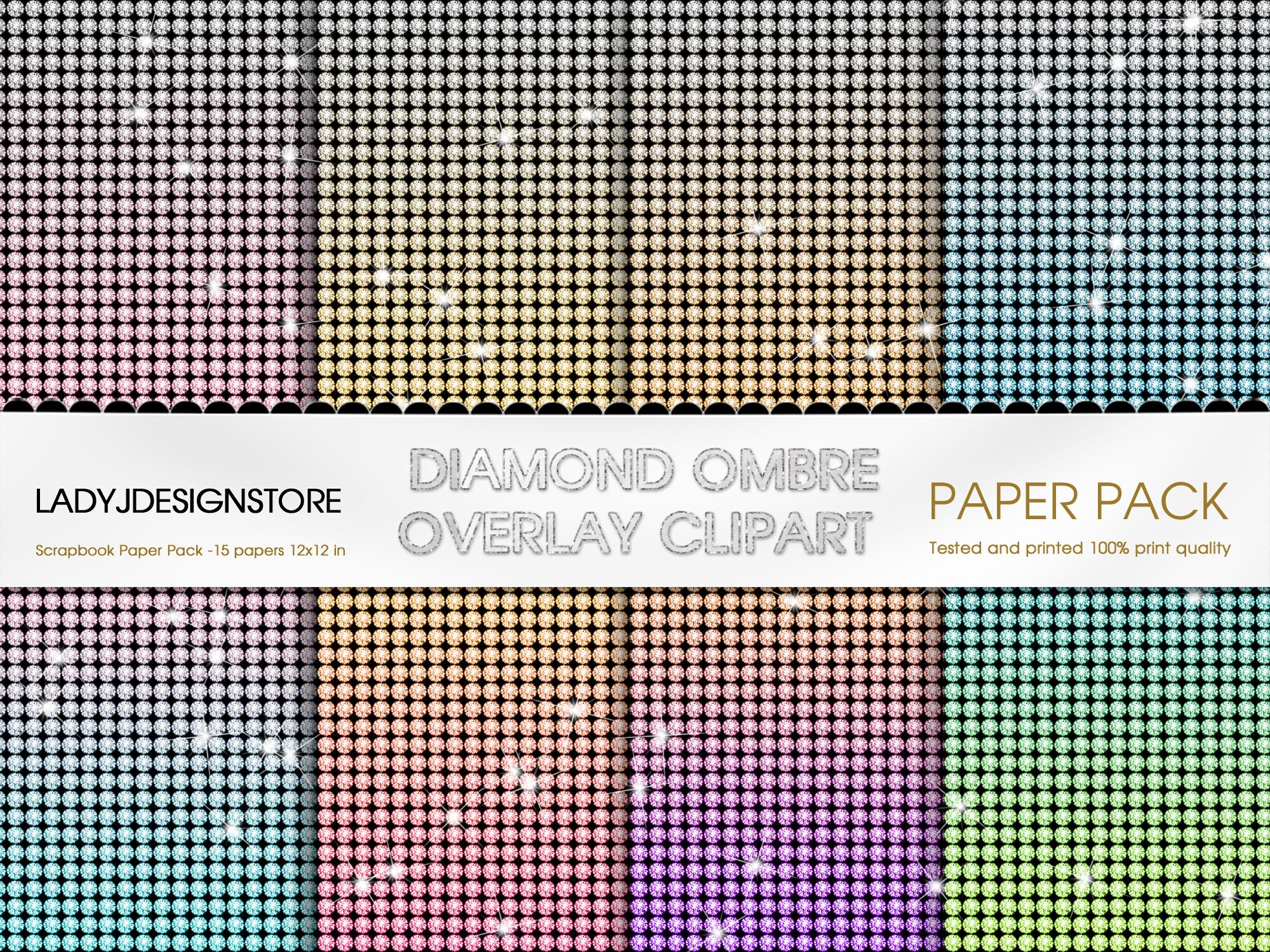 Diamond Ombre Overlay Clipart in PNG Diamond Transparent - Etsy Australia
