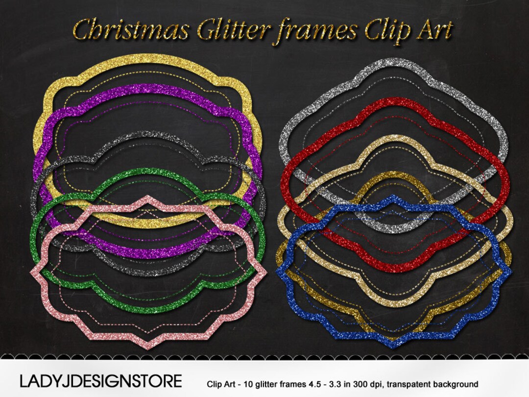 Digitale GLITTER RAHMEN 10 Glitzer ClipArt, Rahmen, Sofort Download, druckbare Rahmen, silber ...