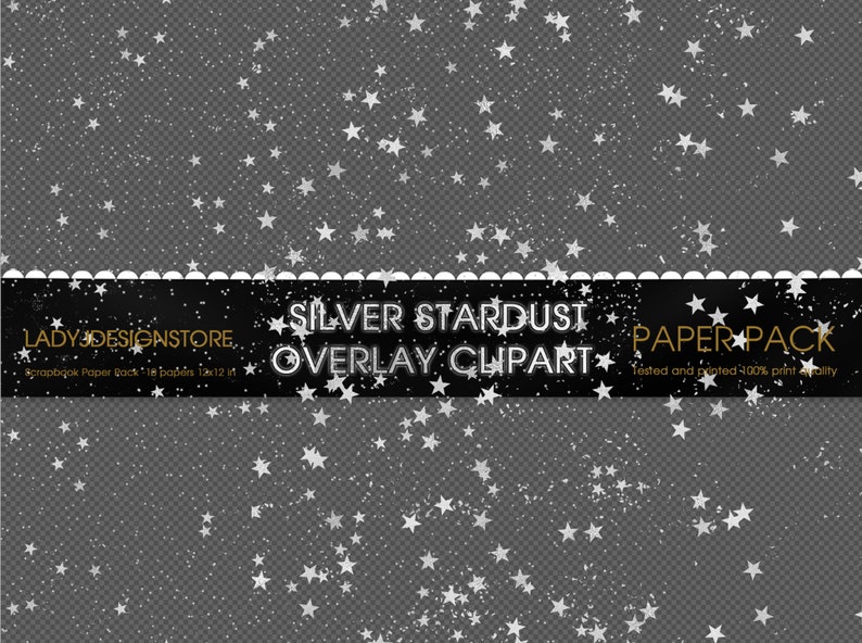 Seamless Silver Stardust Overlays Starry Night Gold Star - Etsy