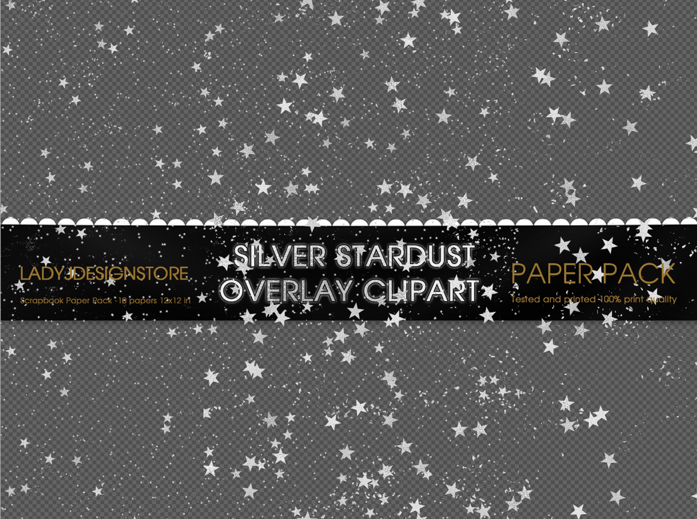 Seamless Silver Stardust Overlays starry night gold star | Etsy