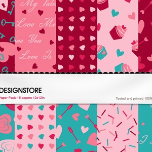 Sweet Valentine Heart 15 Printable Digital Papers Sweet ...