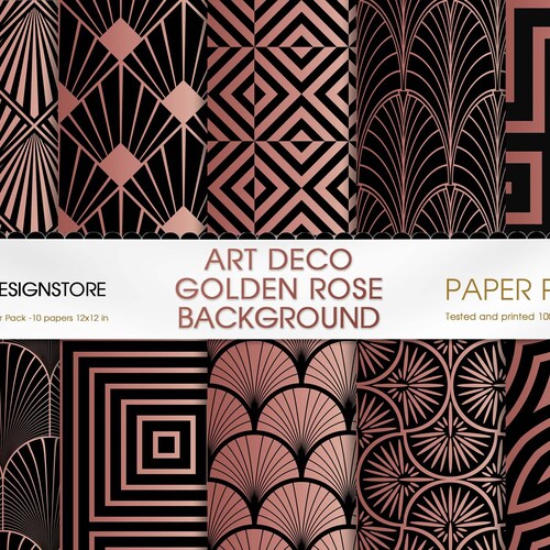 Rose Gold ART DECO Digital Paper / Rose Gold Art Deco Patterns - Etsy